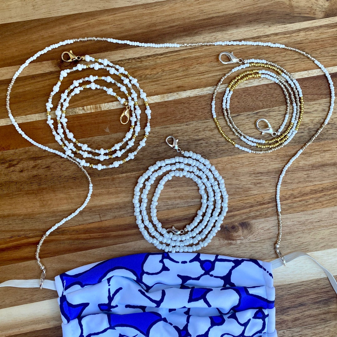 Mask Lanyard, Seed Bead Mask Chain, Beaded Mask Holder, Beaded Mask ...