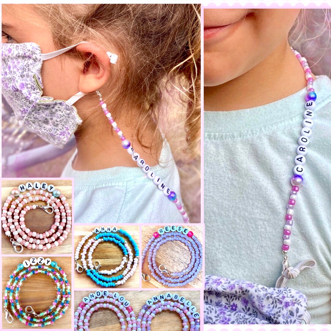 Kid’s Mask Holder | Personalized Mask Lanyard | Beaded Mask Chain ...