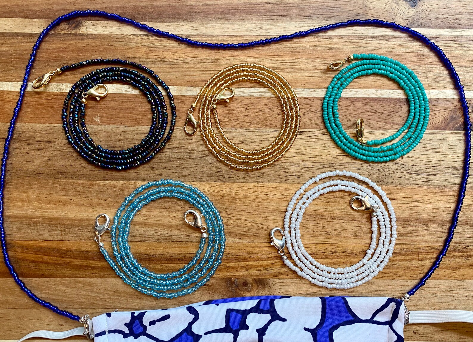 NEW COLORS Beaded Mask Holder Mask Chain Bead Mask Lanyard | Etsy
