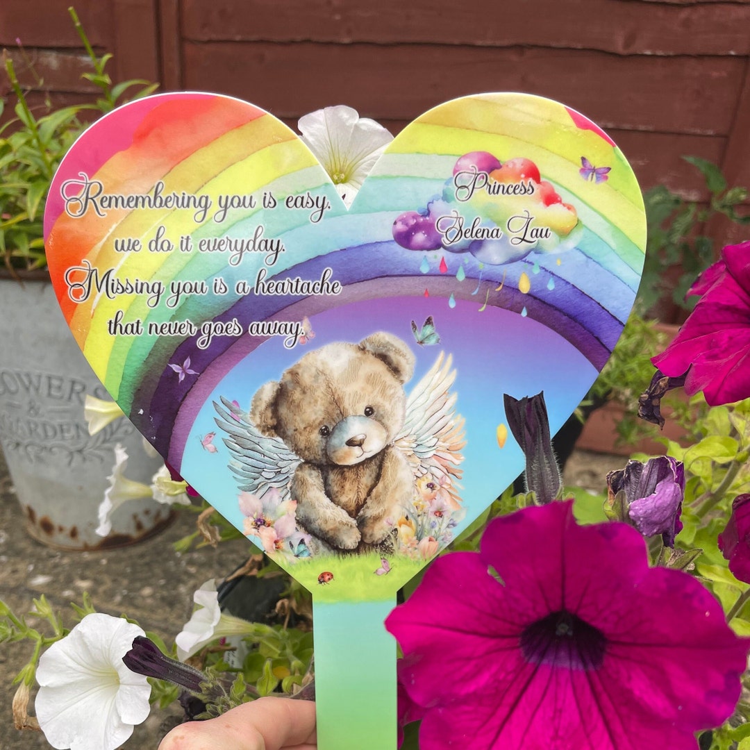 Rainbow Grave Marker Personalised Baby Memorial Plaque Baby Girl & Boy ...