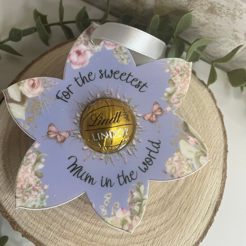 Lindor Chocolate Flower Holder: Acrylic Mum Gift Tag - Etsy