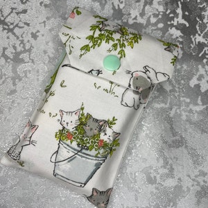 Cat Print Pocket Tissue Holder: Handmade Cotton Fabric Pouch - Etsy