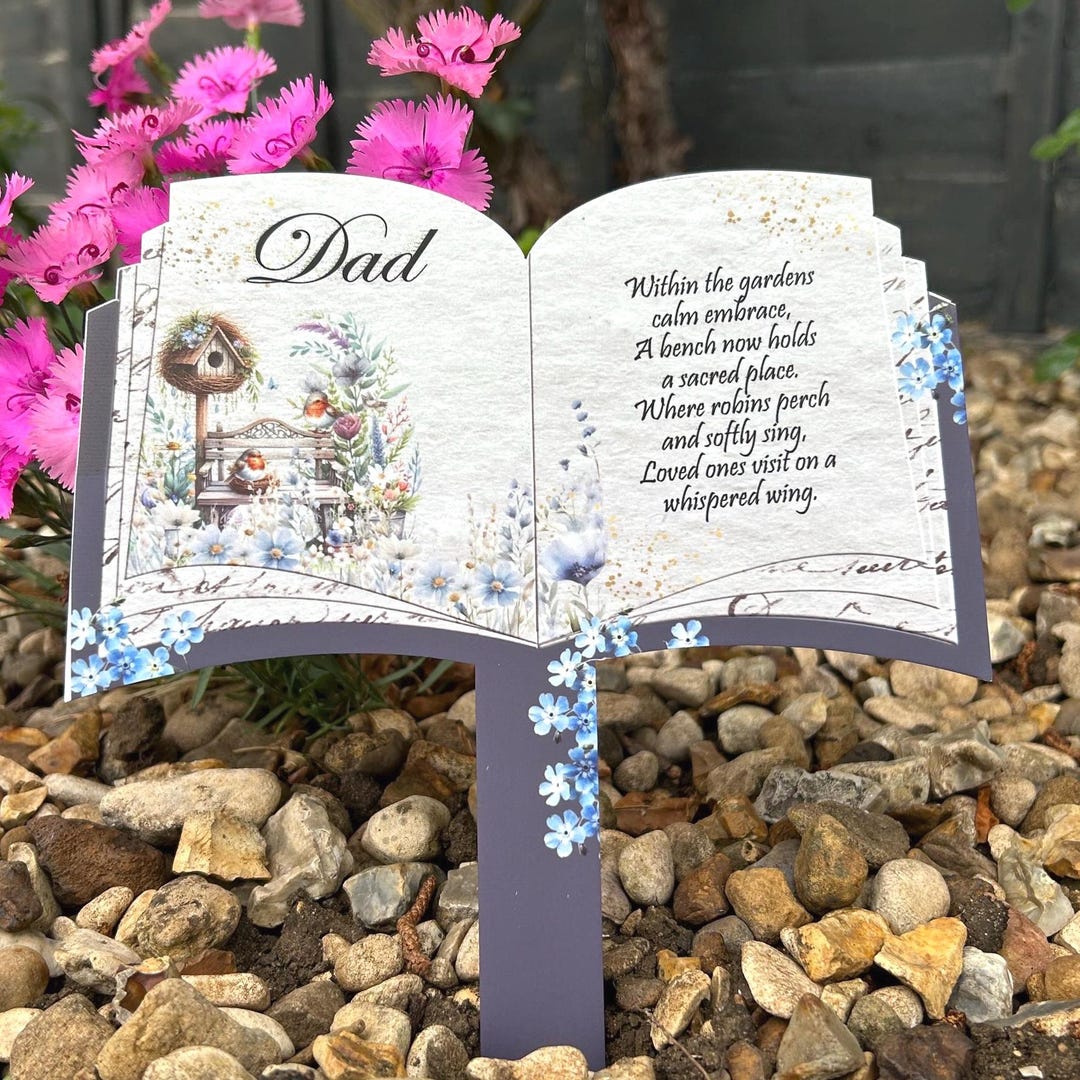 Fathers Day Grave Marker| Open Book Grave Marker| Book Grave Marker ...