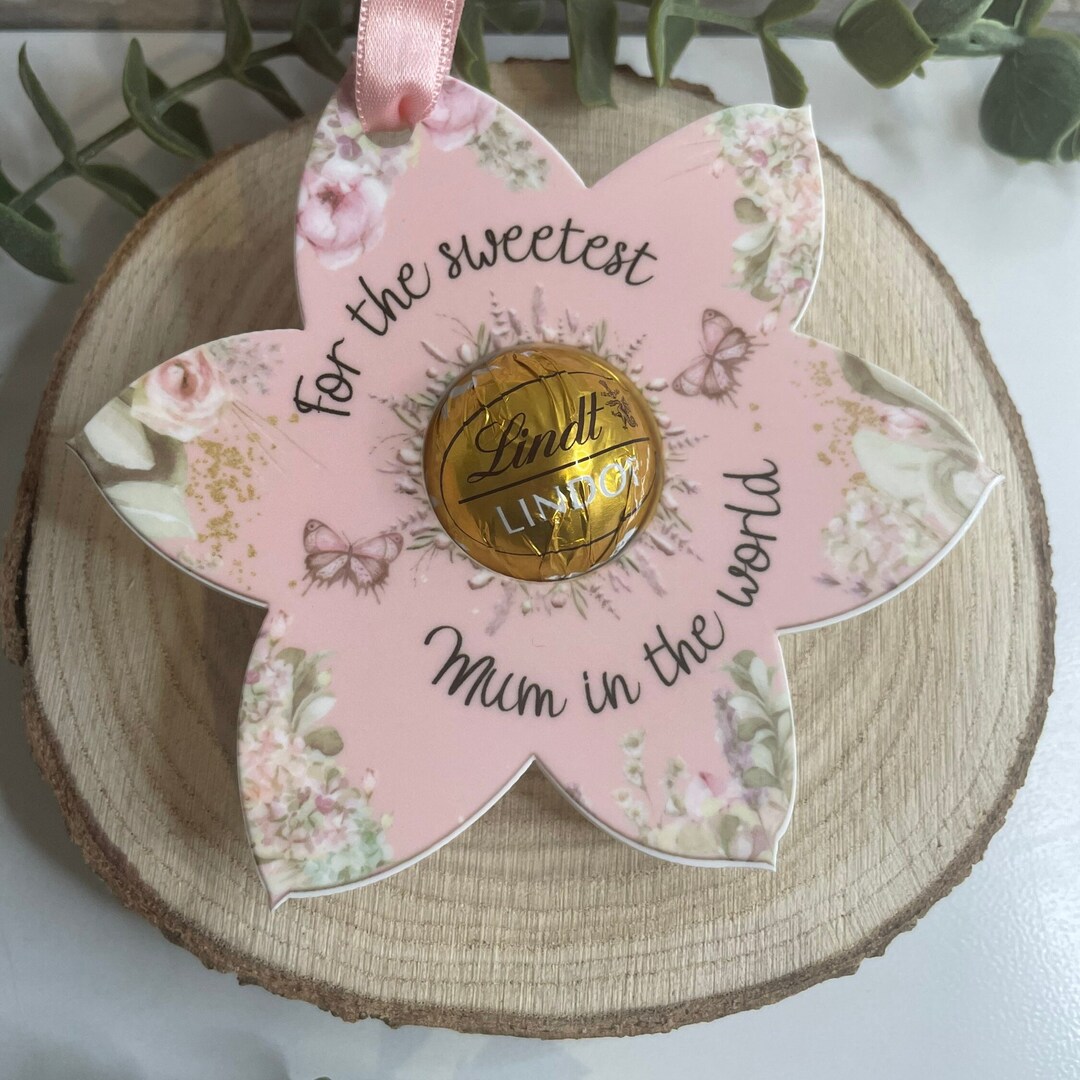 Lindor Chocolate Flower Holder: Acrylic Mum Gift Tag - Etsy