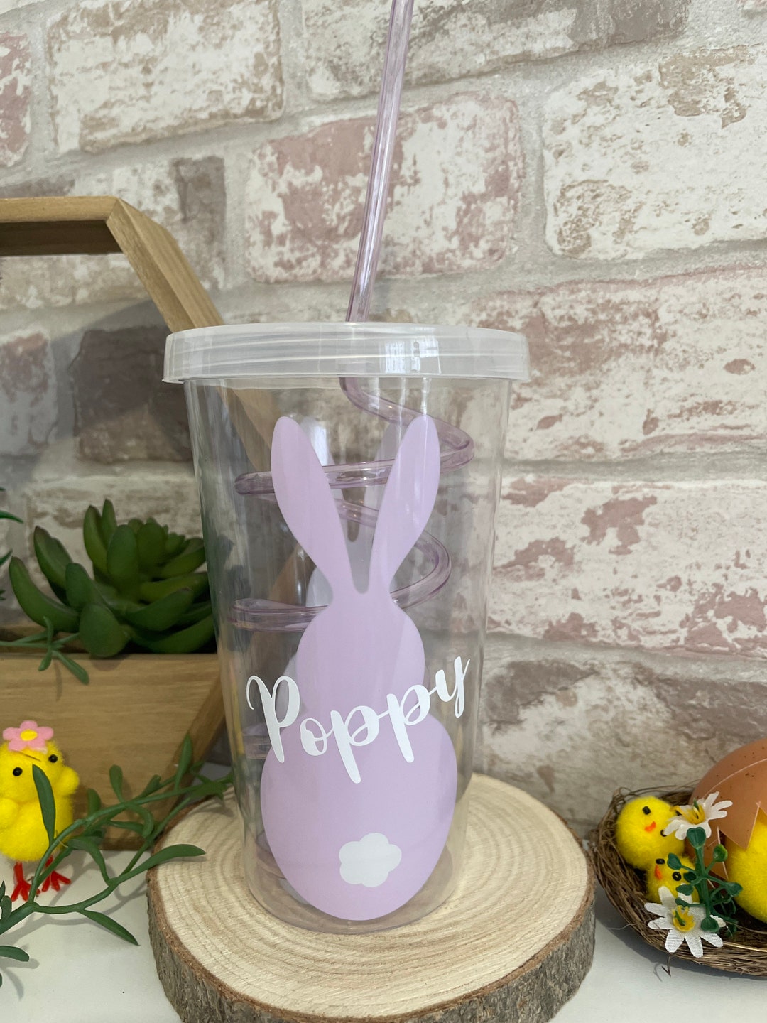 Personalised Easter Bunny Cup| Easter Cold Cup With a Swirly Straw and ...
