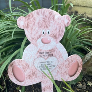 Teddy Bear Grave Marker| Personalised Baby Memorial Plaque| Baby Girl ...