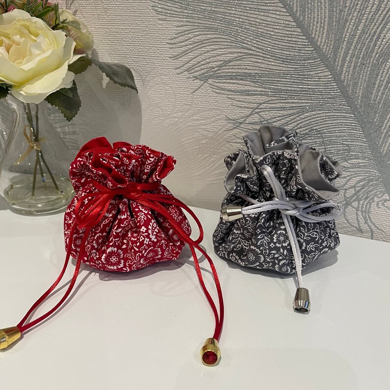 Handmade Cotton Drawstring Jewellery Pouch: Travel Storage Holder - Etsy