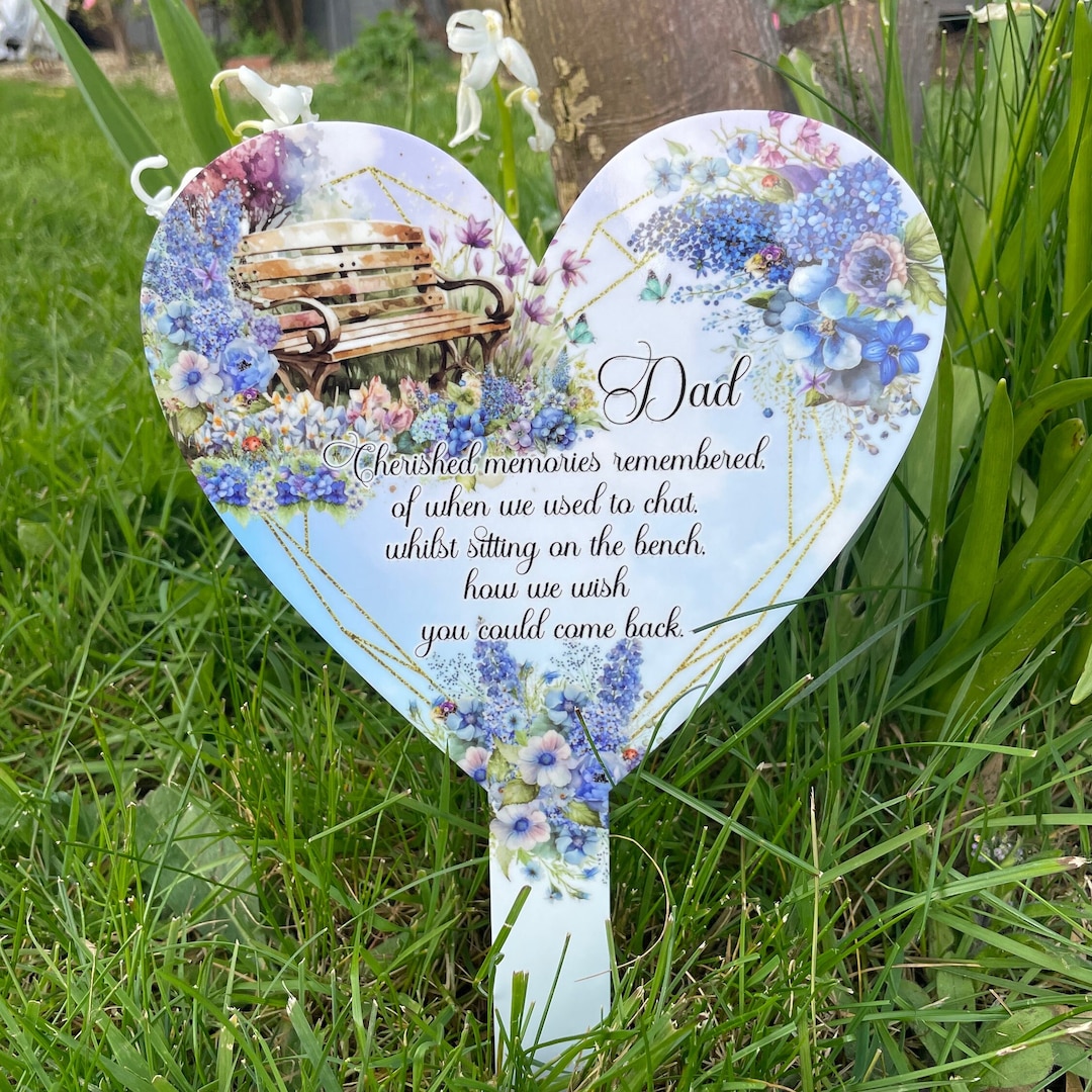 Memorial Dad Grave Marker| Bench Memorial Grave Marker| Dad Graveside ...