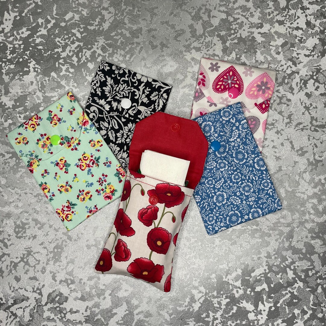 Handmade Fabric Tissue Holder | Pocket Tissue Pouch | Tissue Holder ...