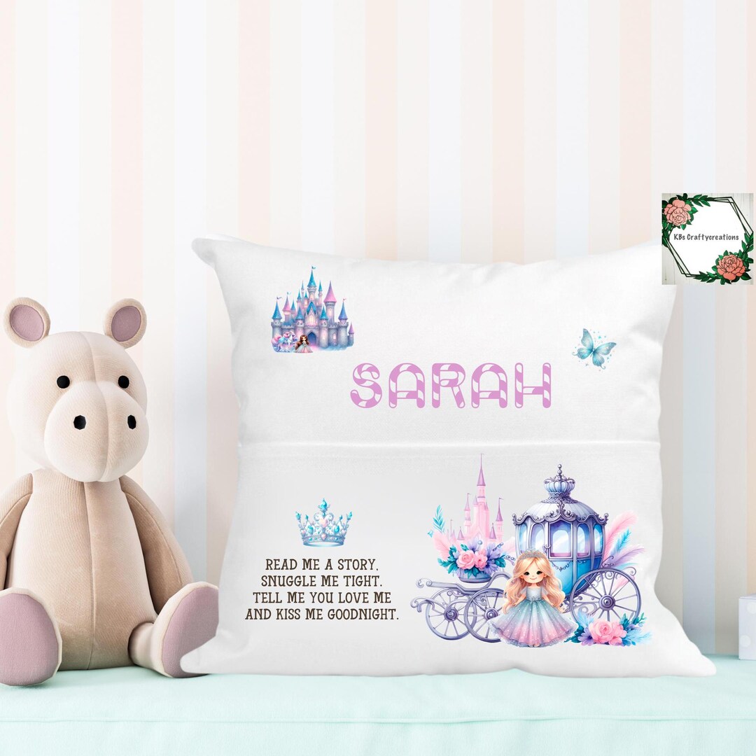 Princess Book Cushion| Personalised Velvet Book Cushion| Story Book ...