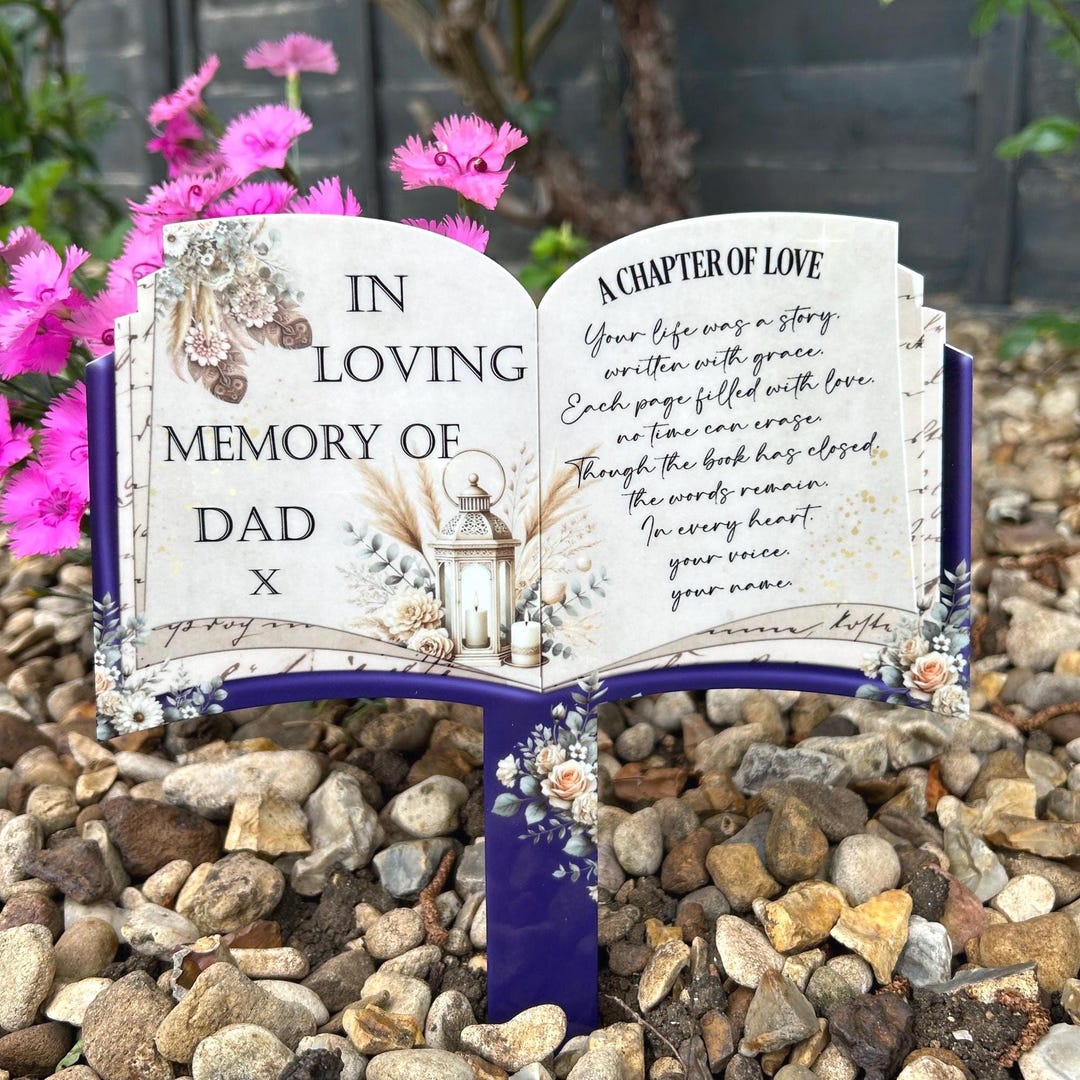 In Loving Memory Grave Marker| Fathers Day Grave Marker| Open Book ...