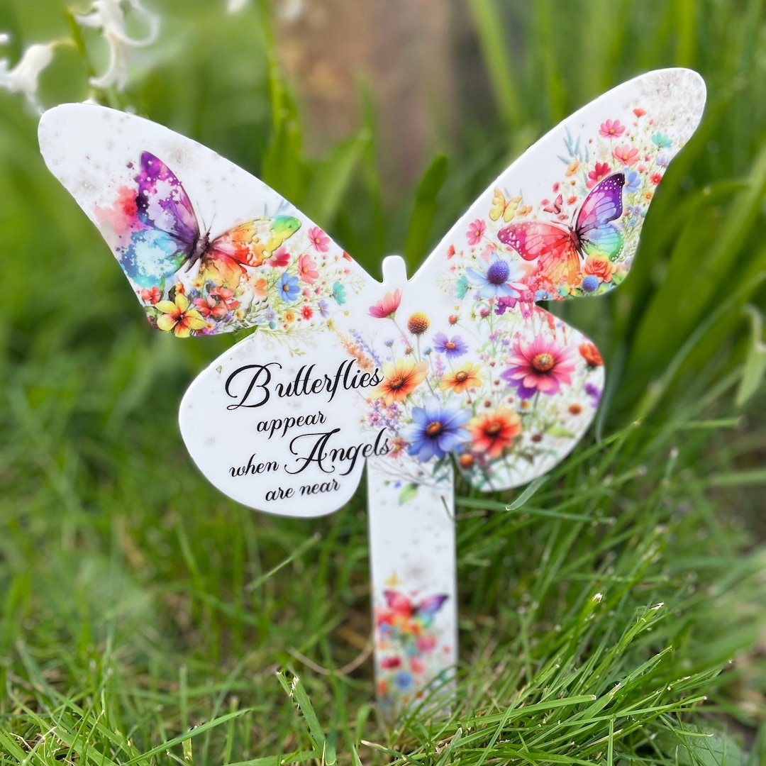 Butterfly Grave Marker| Grave Ornament| Memorial Butterfly Stake ...