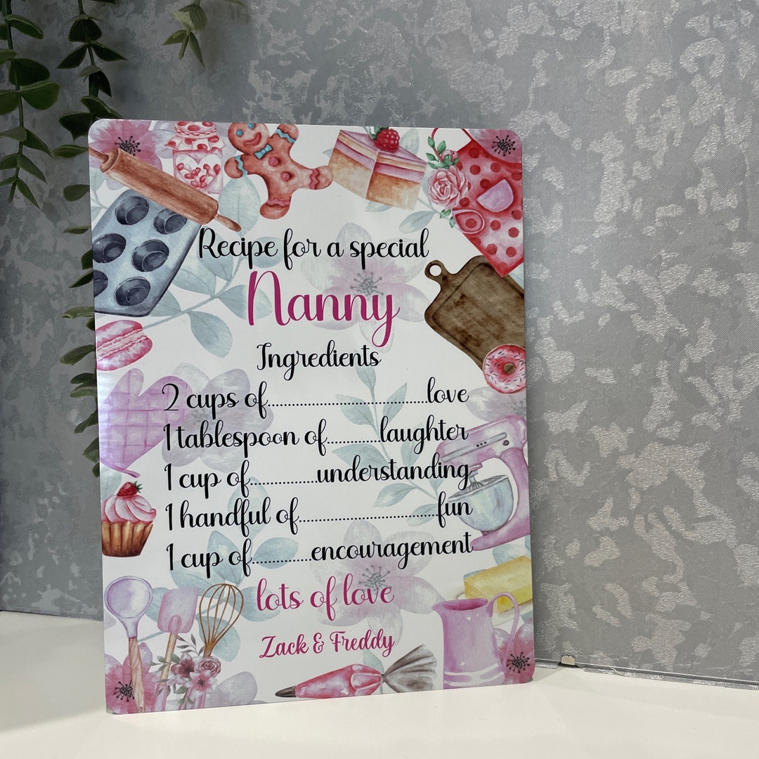 Recipe for A Special Nanny Plaque| Gift for Nan| First Mothers Day Gift ...