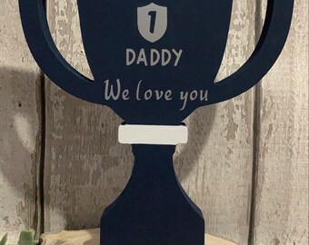 Number One Dad Personalized Trophy Wood Keepsake, Personalized Gifts ...