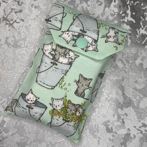 Cat Print Pocket Tissue Holder: Handmade Cotton Fabric Pouch - Etsy