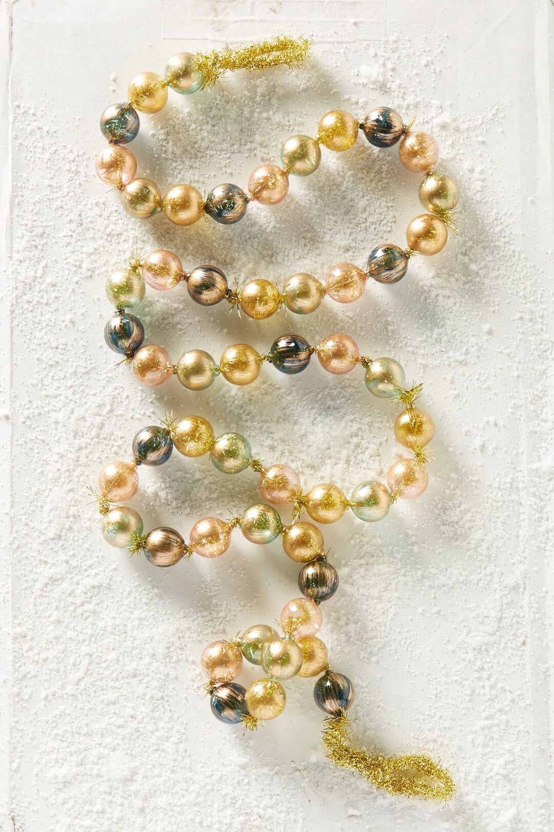 Gold Brushed Tinsel Ball Garland - Etsy