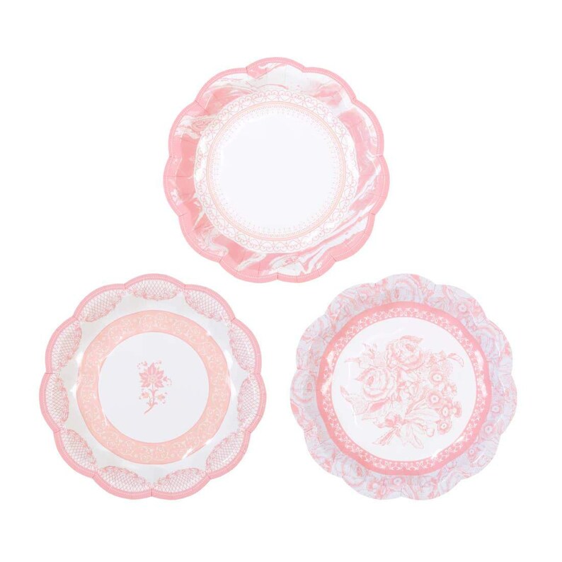 Pink Rose Pattern Plates - Etsy