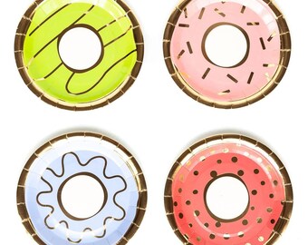 Donut Plates/ 8 CT Donut Theme Party Plates/ Luncheon Donut - Etsy