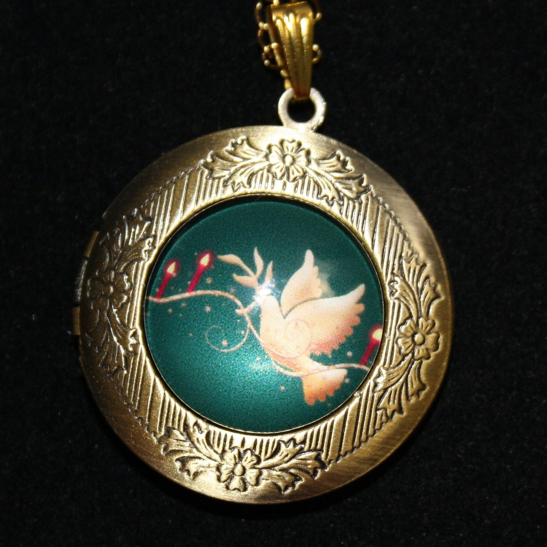 Dove of Peace Pendant Lockets With a Place for Photos Gold or Silver ...