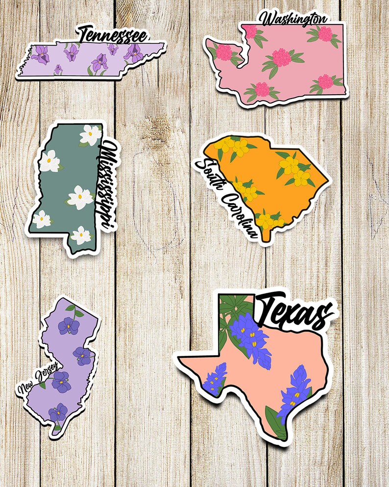 State Stickers State Flower Stickers Decal United States - Etsy