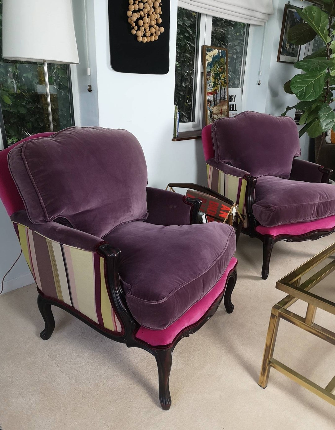 French Style Candy Stripe Lounge Chairs 1990s - Etsy