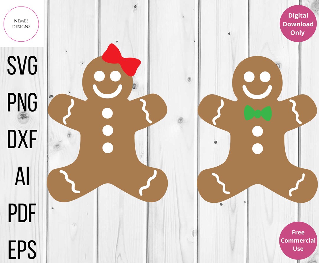 Gingerbread Men SVG: Christmas Cut File, Ornament Design (digital ...