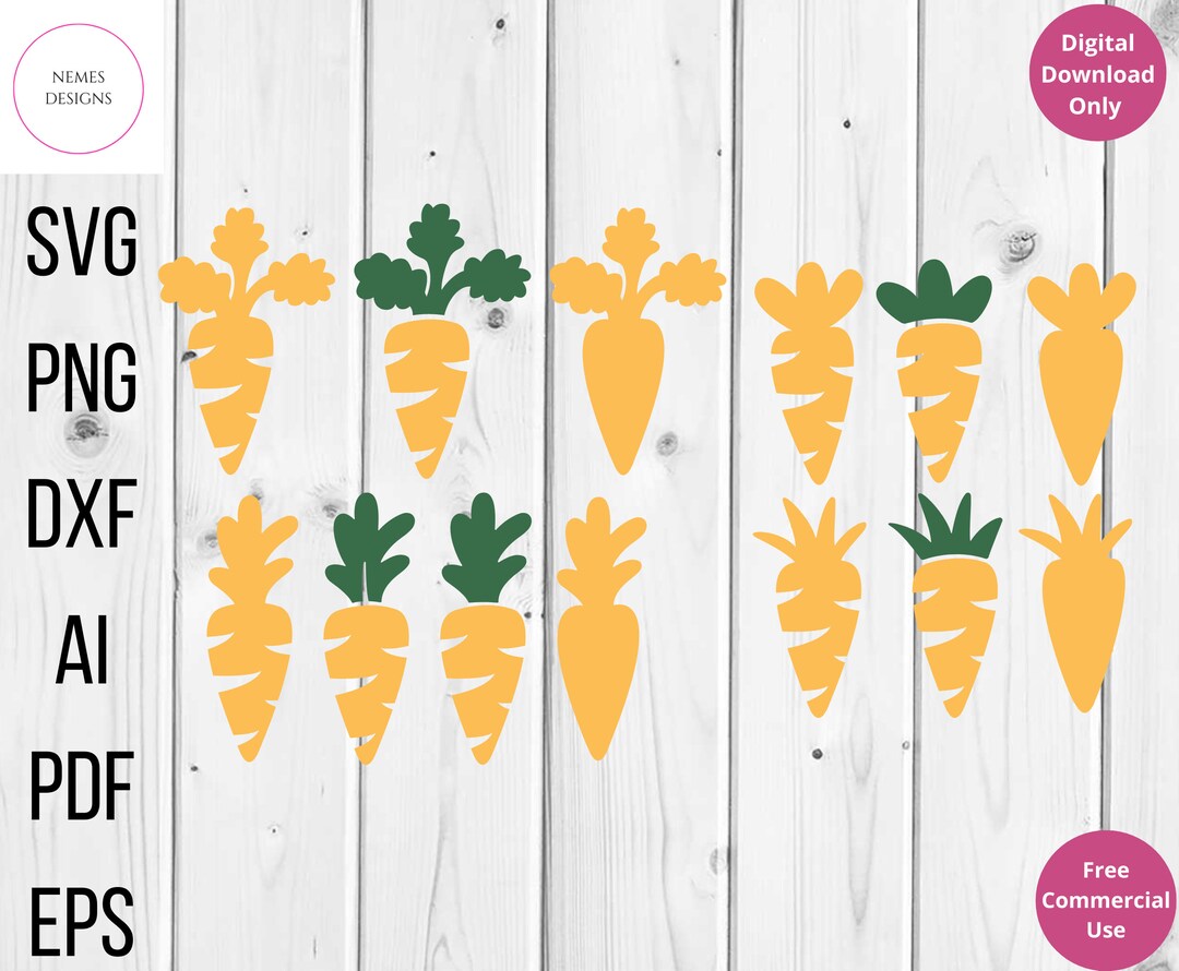 Easter Bunny Carrot SVG: Name Tag, Basket Tag Cut File (digital ...