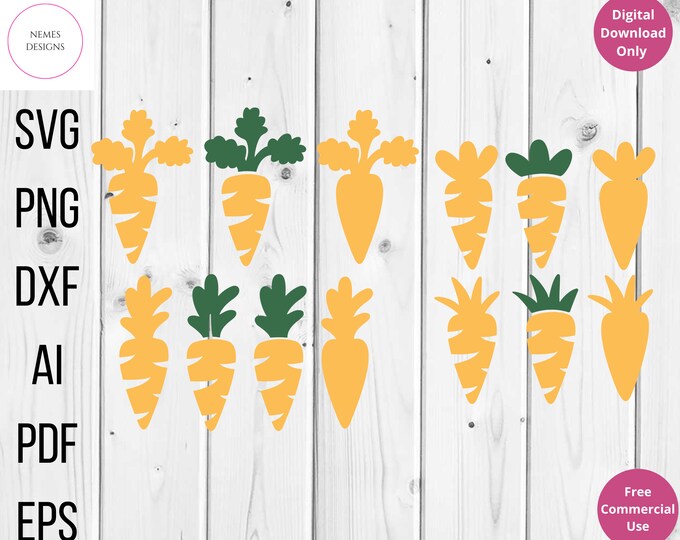 Easter Bunny Carrot SVG: Name Tag, Basket Tag Cut File (digital ...