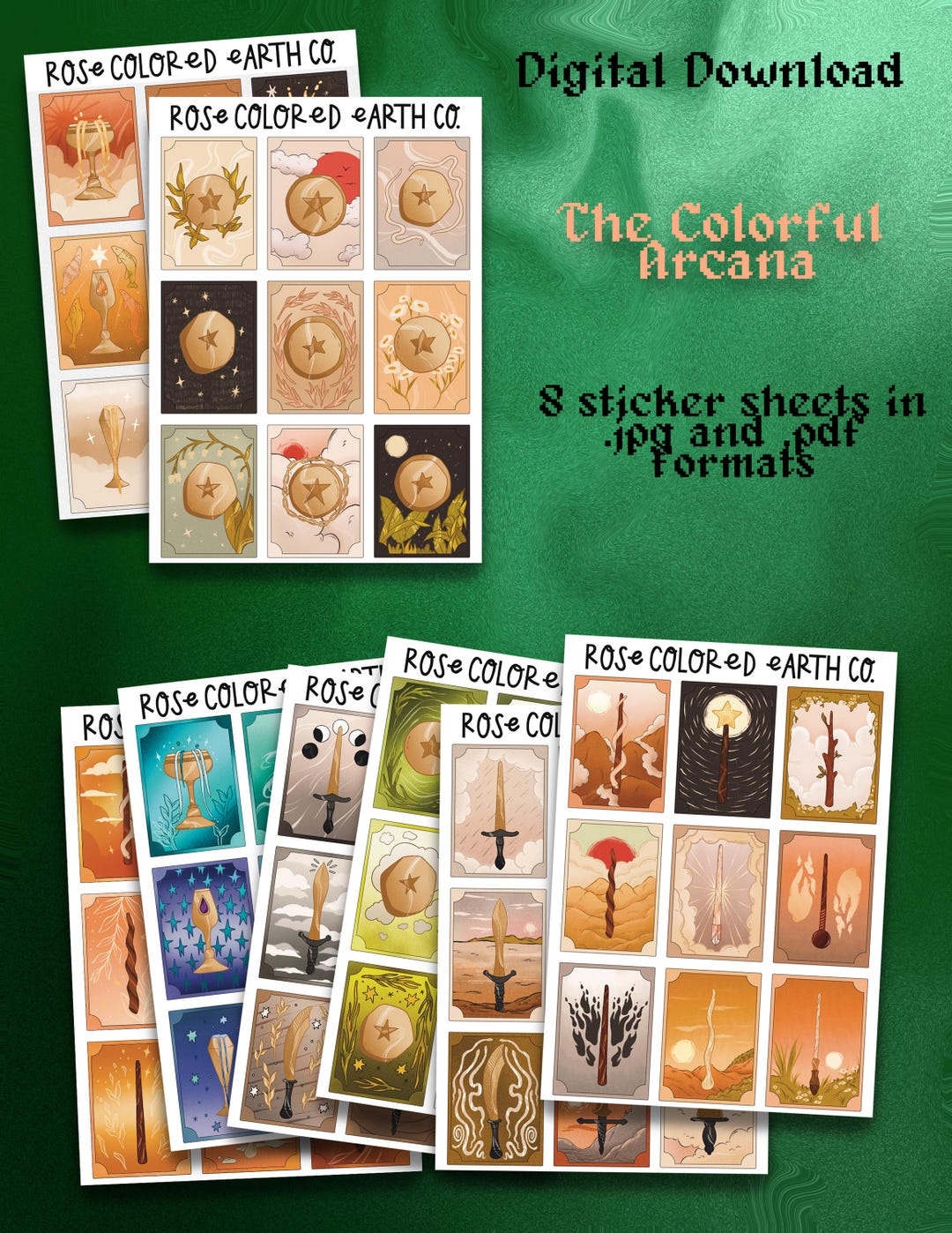 Printable Colorful Arcana Sticker Set | Digital Download - Etsy