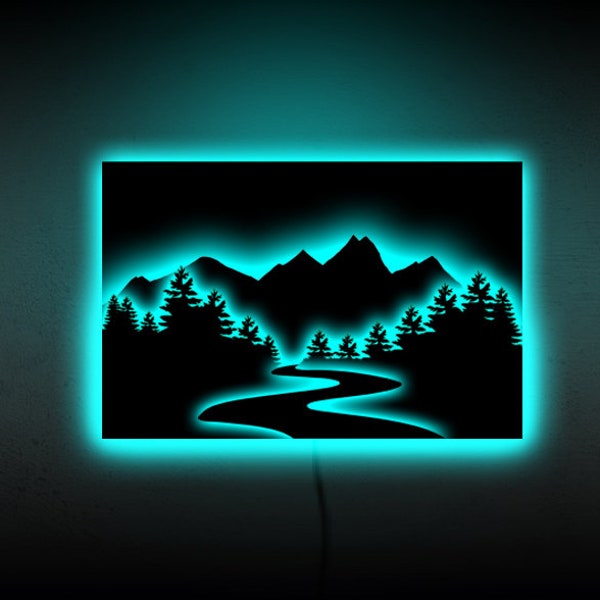 Mountain Wall Art Light Up - Etsy