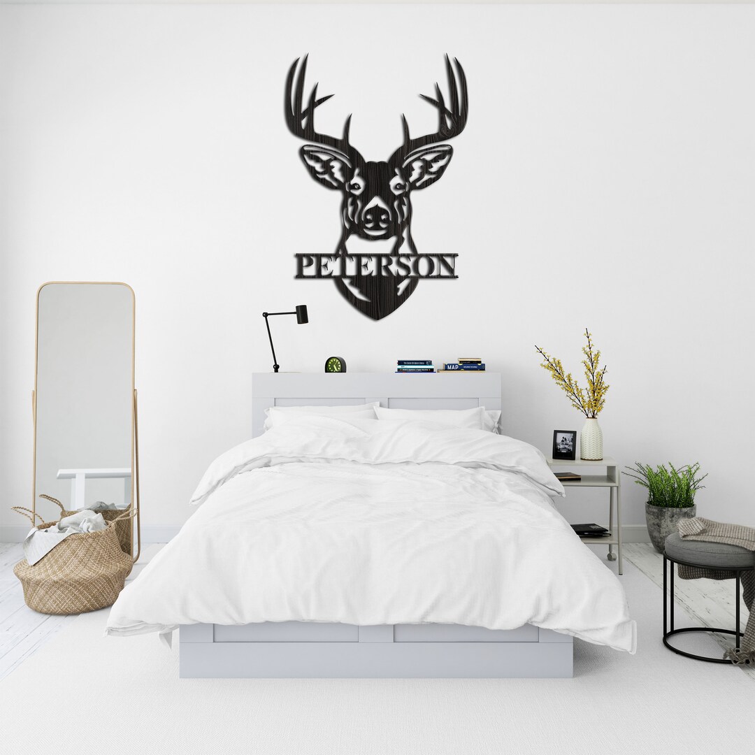 Deer Name Sign, Deer Head Signs, Deer Head Wall Decor, Name Sign for ...