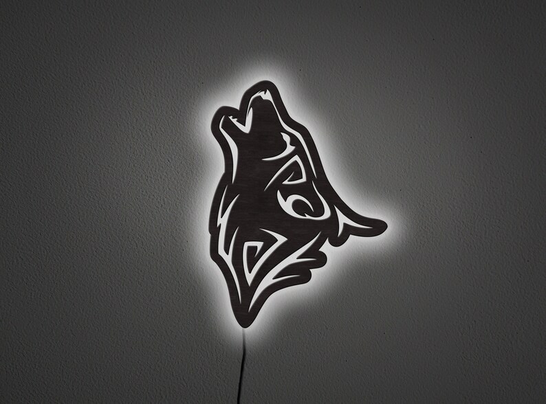 Wolf Light up Sign Wolf Led Sign Wolf Wooden Wall Art Wolf | Etsy