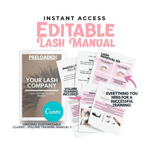 Classic Lash Extension Training Manual Editable Eyelash | Etsy