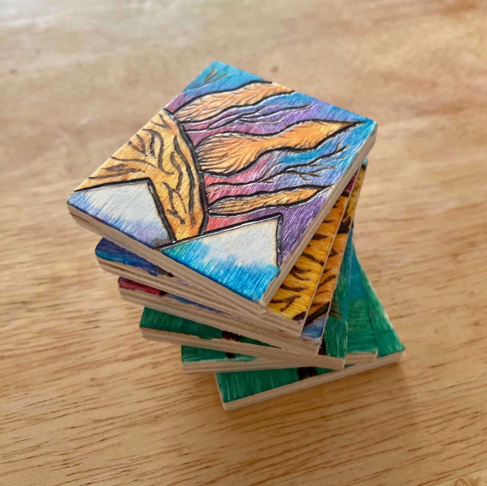Wood Burned Puzzle - Handmade Wooden Puzzle - Water Color Puzzle - Etsy