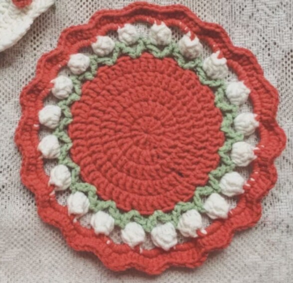 Crochet Pattern, Flower Trim Coaster, Lace Trim Flower Pattern, Tulip ...