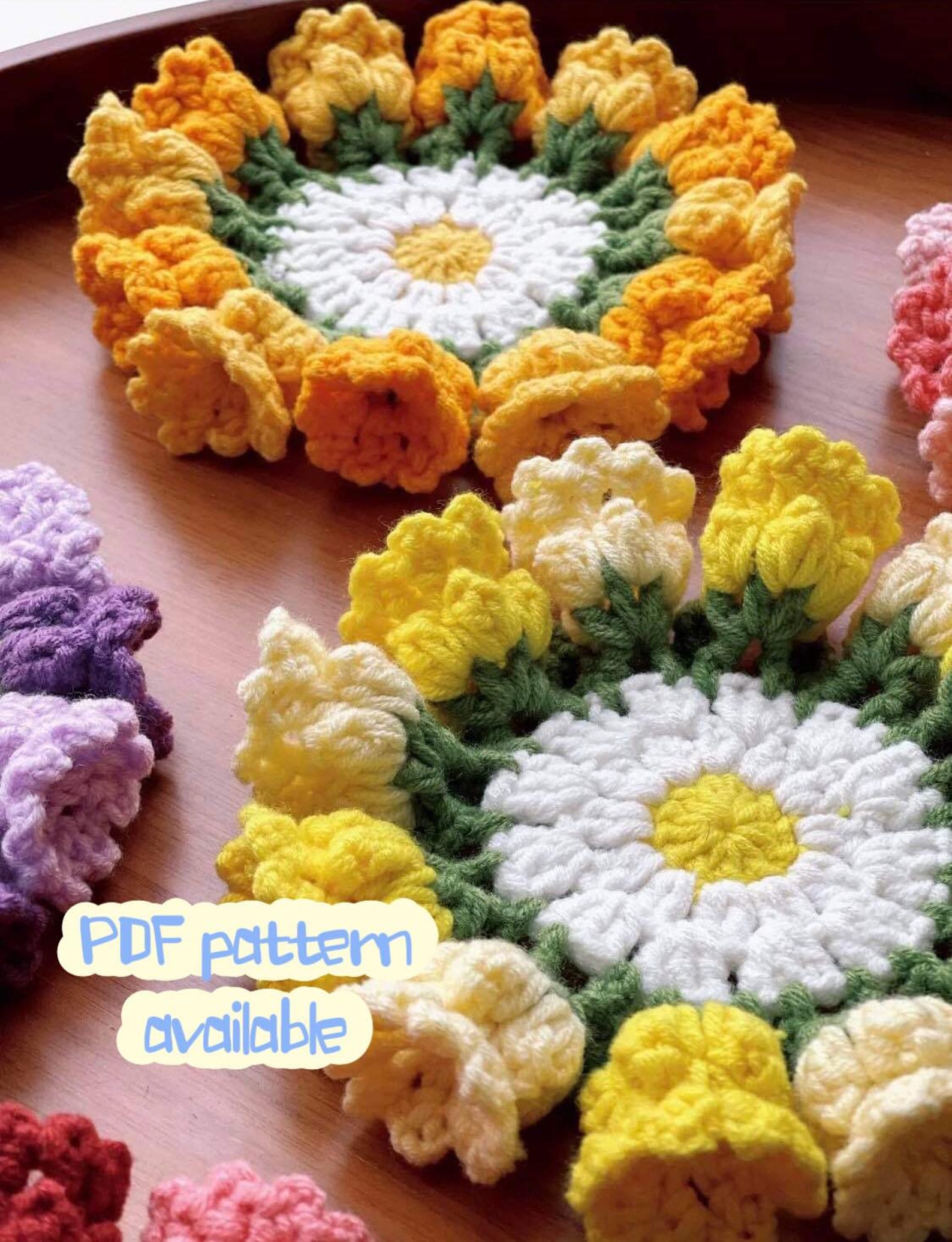 Crochet Pattern, Flower Coaster, Coaster Crochet Pattern, Tulip Crochet ...