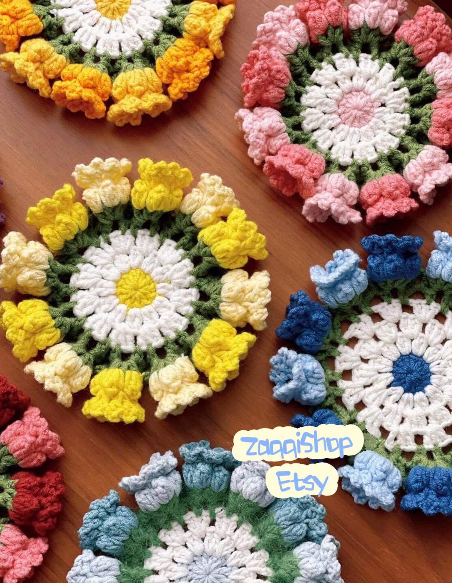Crochet Pattern, Flower Coaster, Coaster Crochet Pattern, Tulip Crochet ...