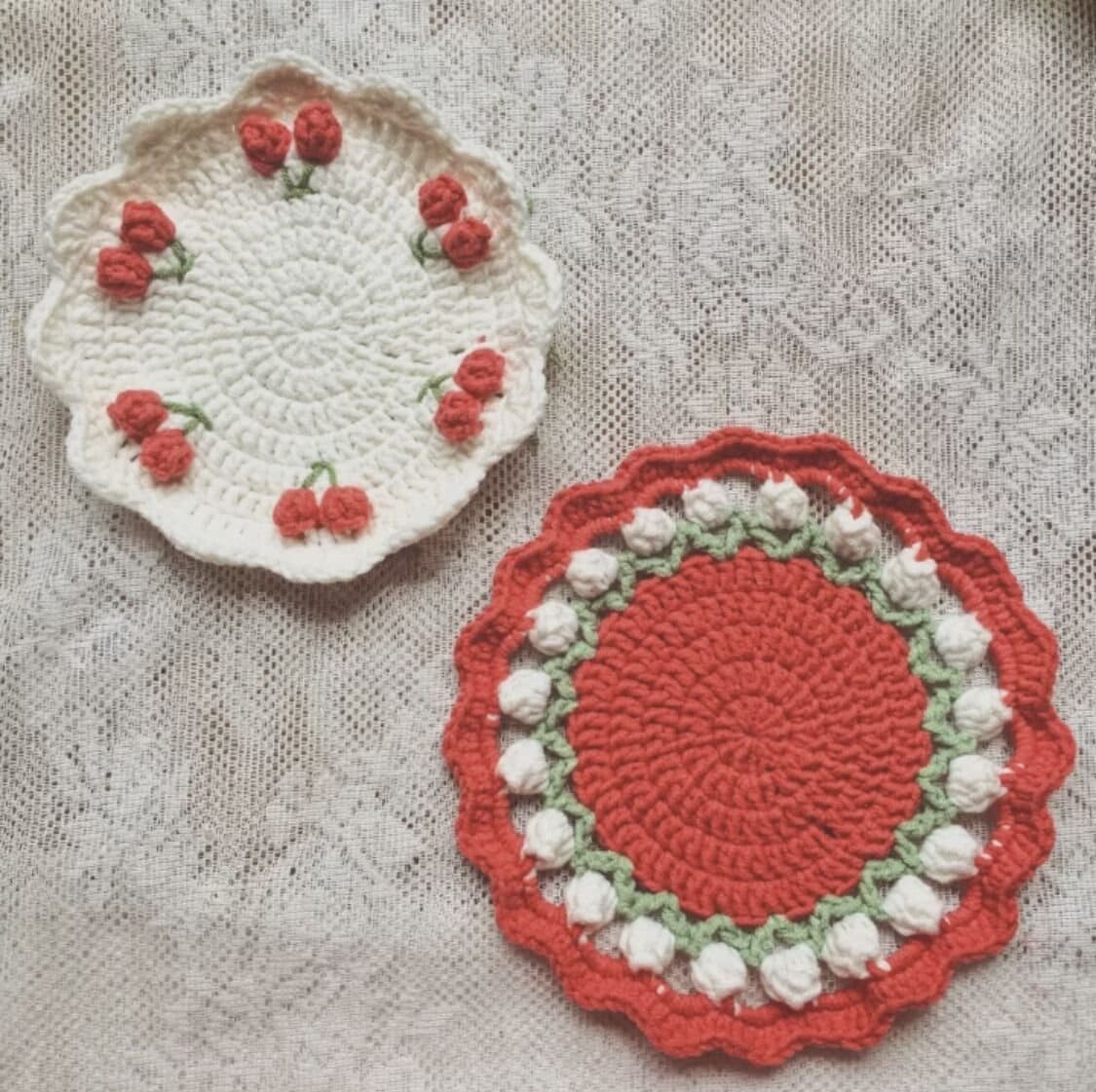 Crochet Pattern, Flower Trim Coaster, Lace Trim Flower Pattern, Tulip ...