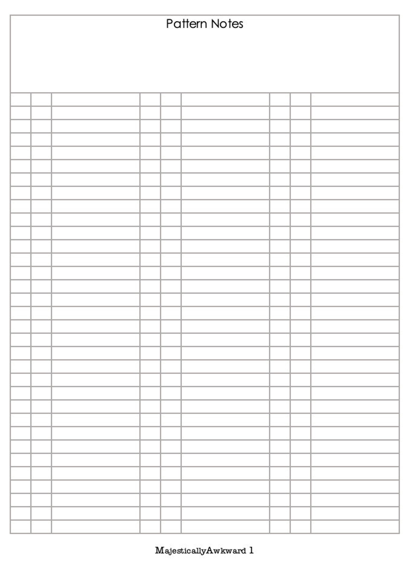 Printable Blank Pattern Worksheet for Knitting or Crochet - Etsy