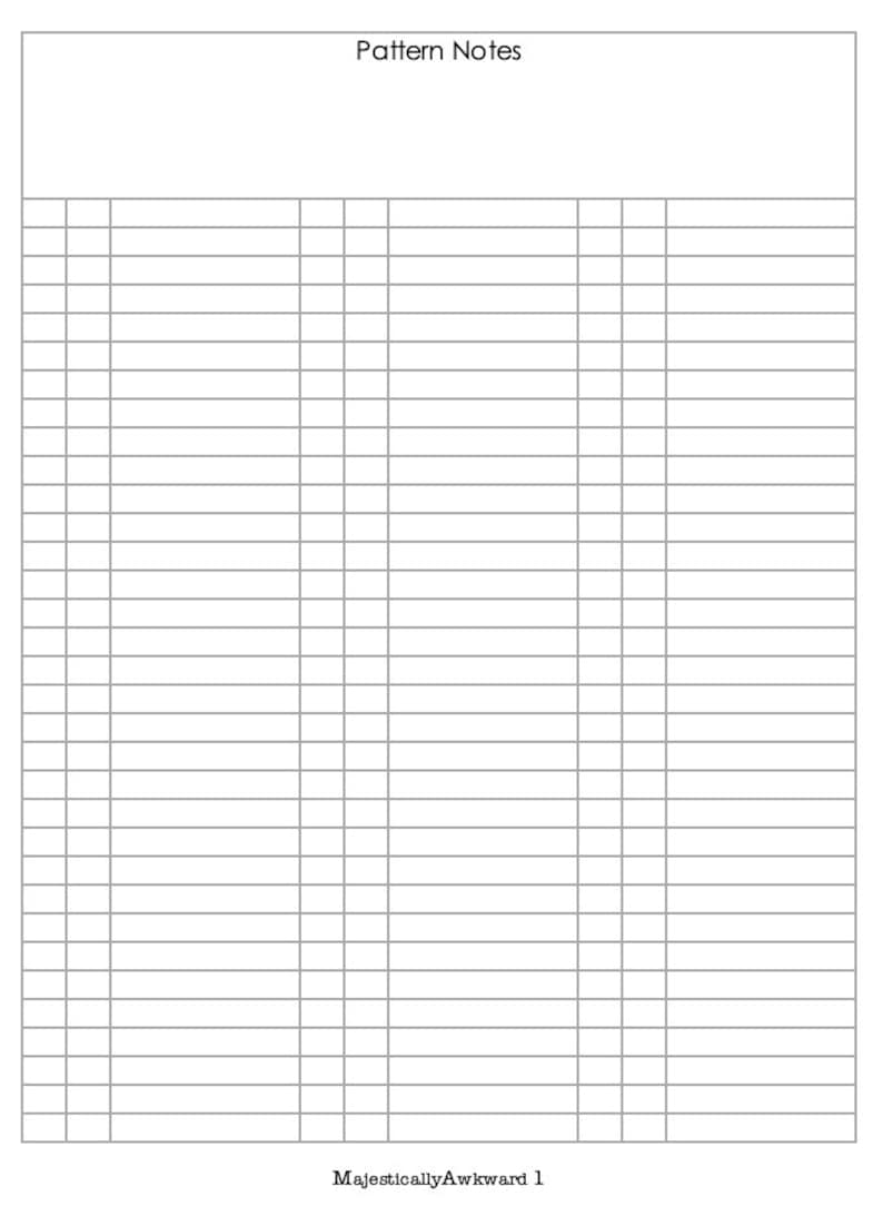 Printable Blank Pattern Worksheet for Knitting or Crochet - Etsy
