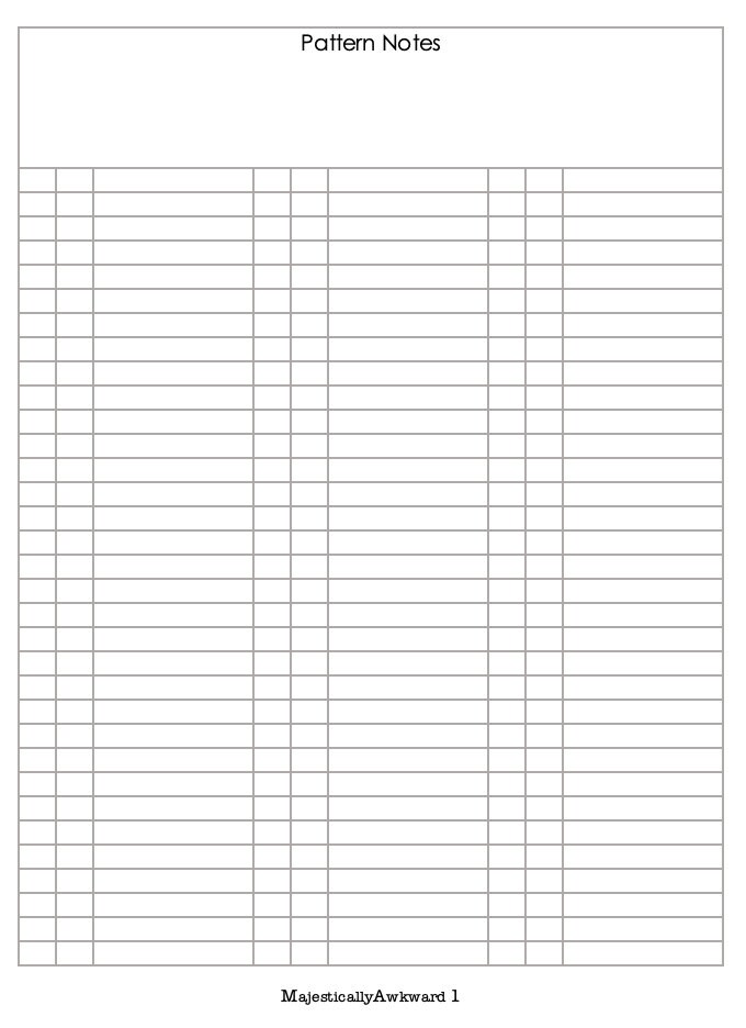 Printable Blank Pattern Worksheet for Knitting or Crochet - Etsy