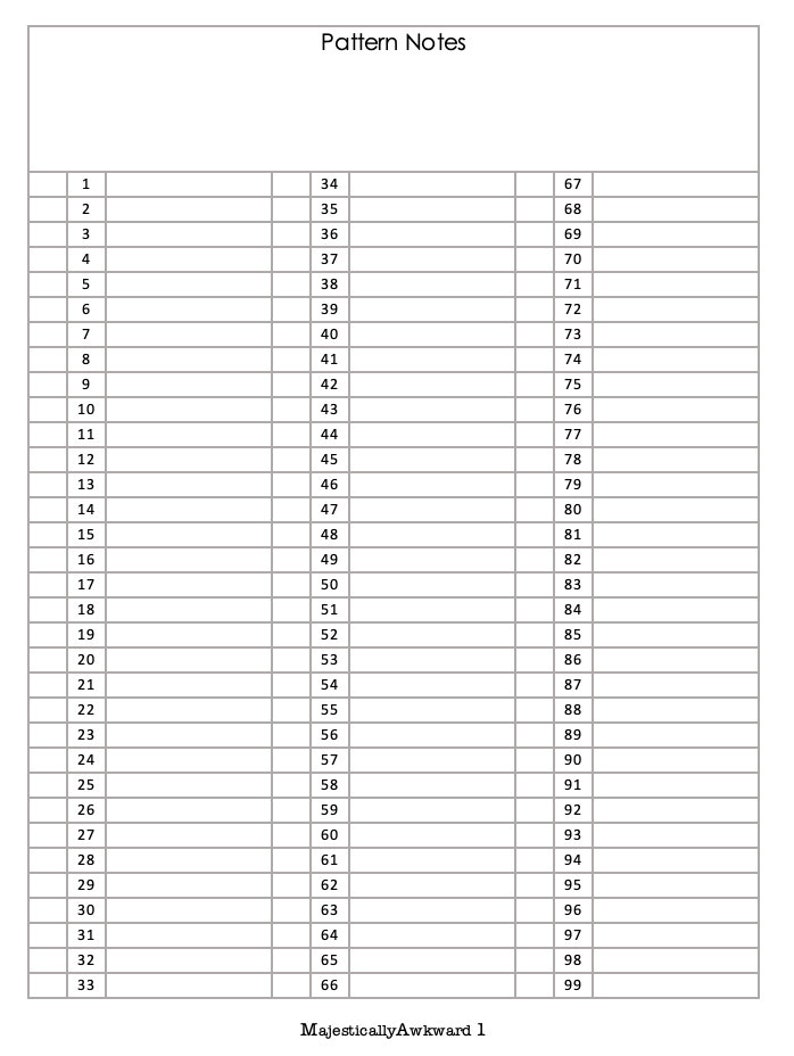 Printable Blank Pattern Worksheet for Knitting or Crochet - Etsy