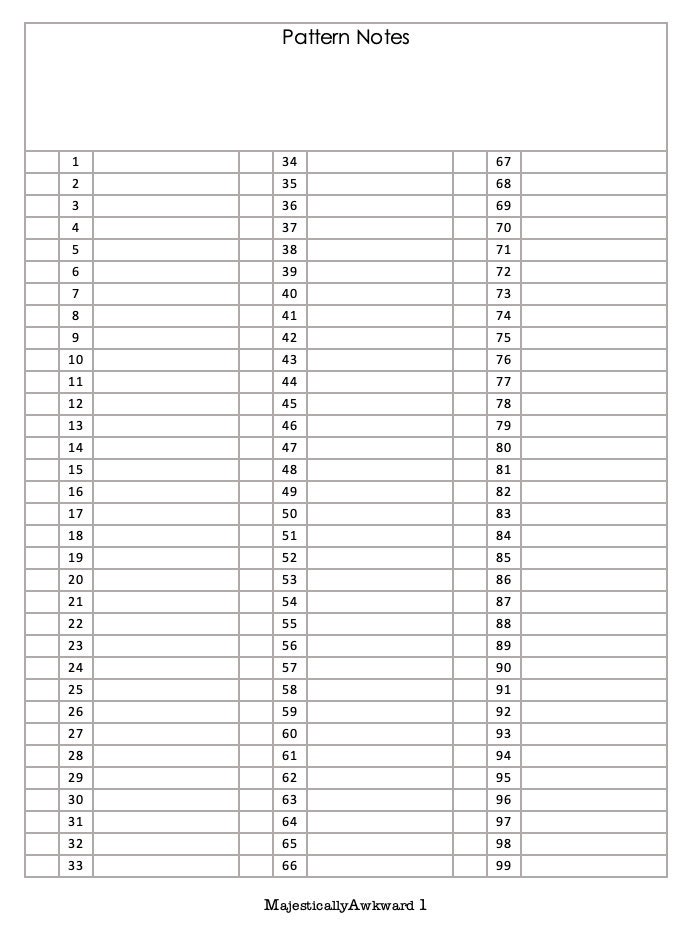 Printable Blank Pattern Worksheet for Knitting or Crochet - Etsy