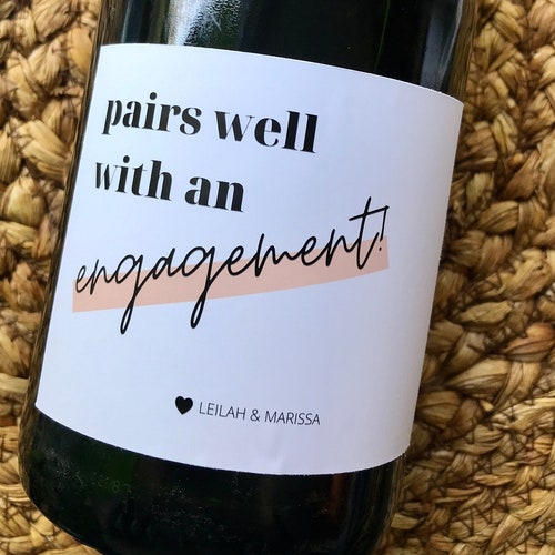 Custom Engagement Wine Bottle Label Pairs Well With - Etsy