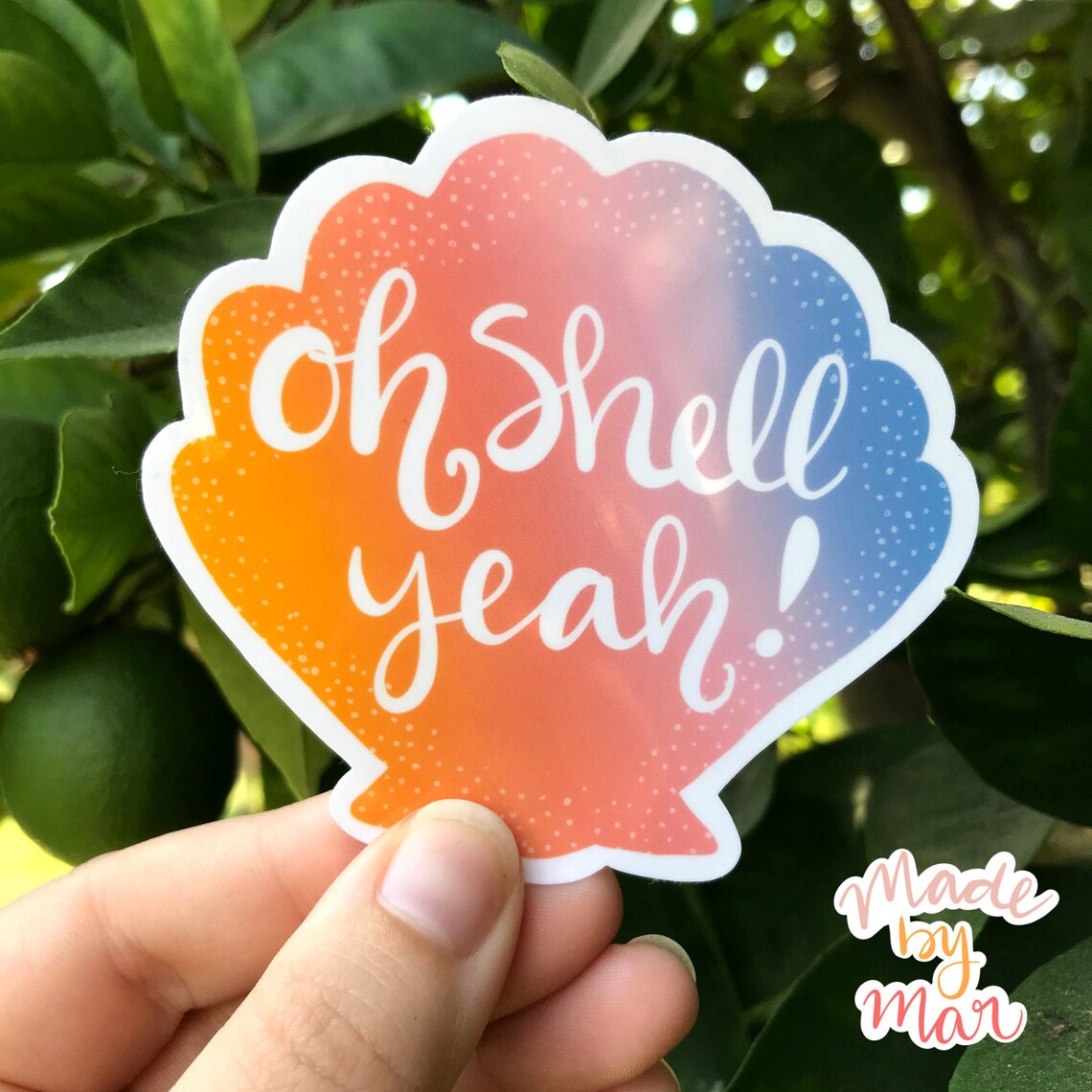 Oh Shell Yeah Seashell Sticker Glossy Weatherproof Vinyl | Etsy