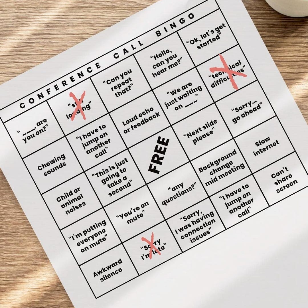 Printable Conference Call Bingo, White Elephant Christmas Gift ...