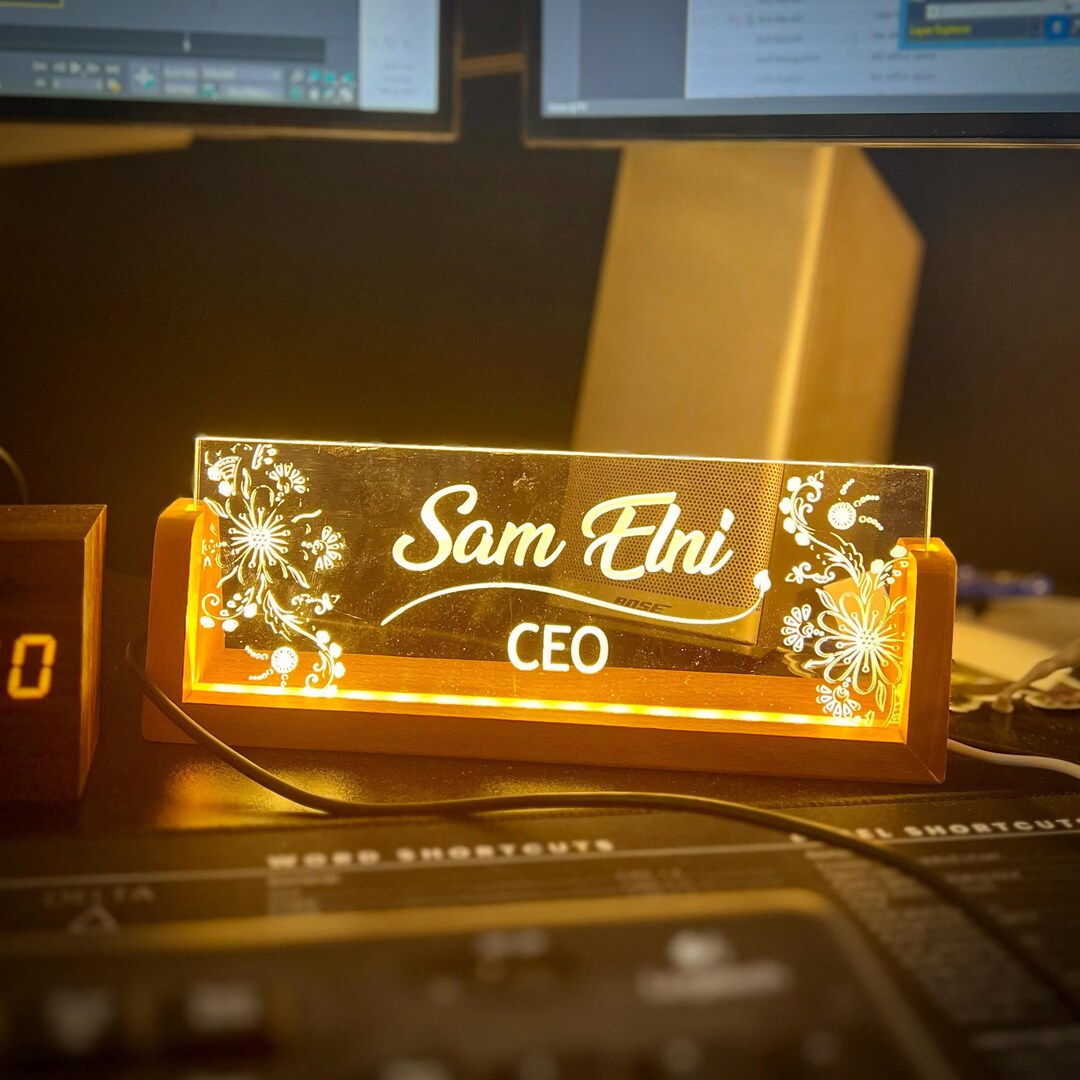 Custom LED Desk Name Plate, New Job Gift, Desk Decor, Coworker, Desk ...