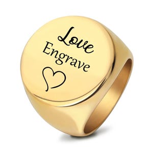 Customized Signet Ring Engrave Name Logo Photo Personalized Signet ...