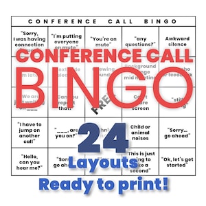 BINGO Conference Call Printable, Corporate Christmas Gift, White ...