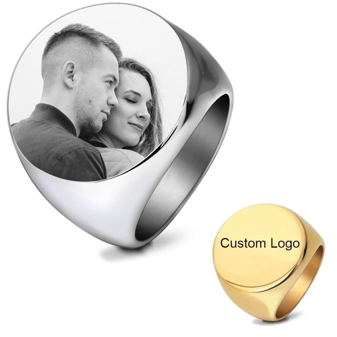 Customized Signet Ring Engrave Name Logo Photo Personalized Signet ...